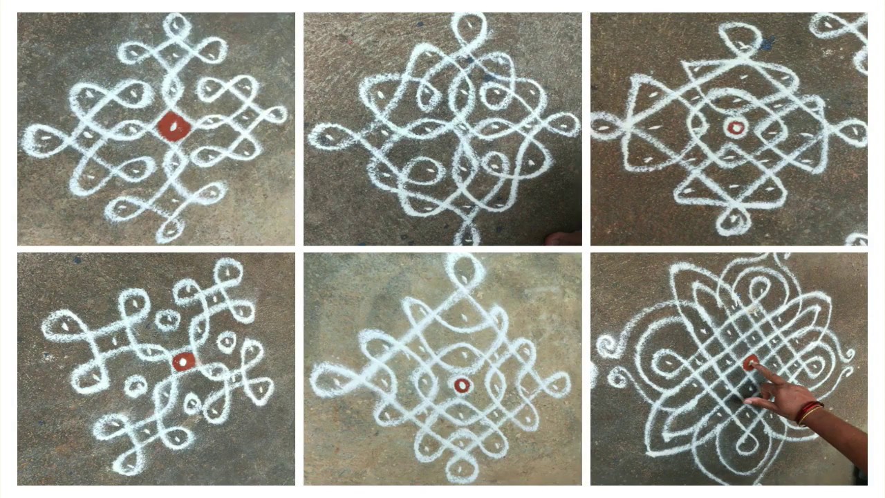 Simple &Easy sikku kolam designs with 7x1 dots/Small kolam/melikala ...