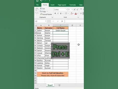 Flash Fill- Full Name- Excel tips & Tricks from ‪@akku_technical07 - YouTube