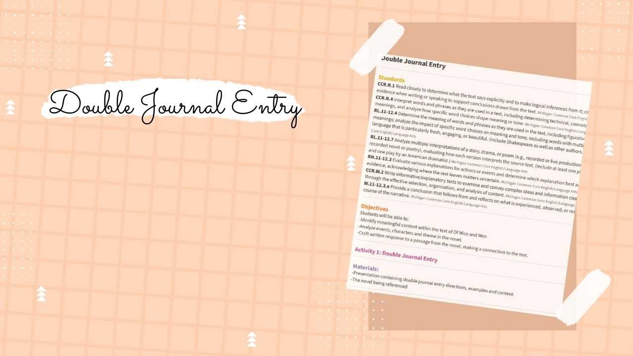 Double Journal Entry High School English Lit Writing - YouTube
