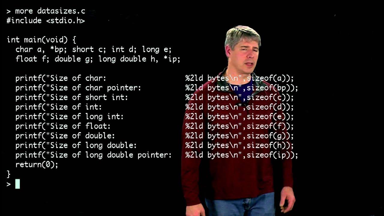 datasizes.c: sizes of C data types (Kevin Lynch) - YouTube