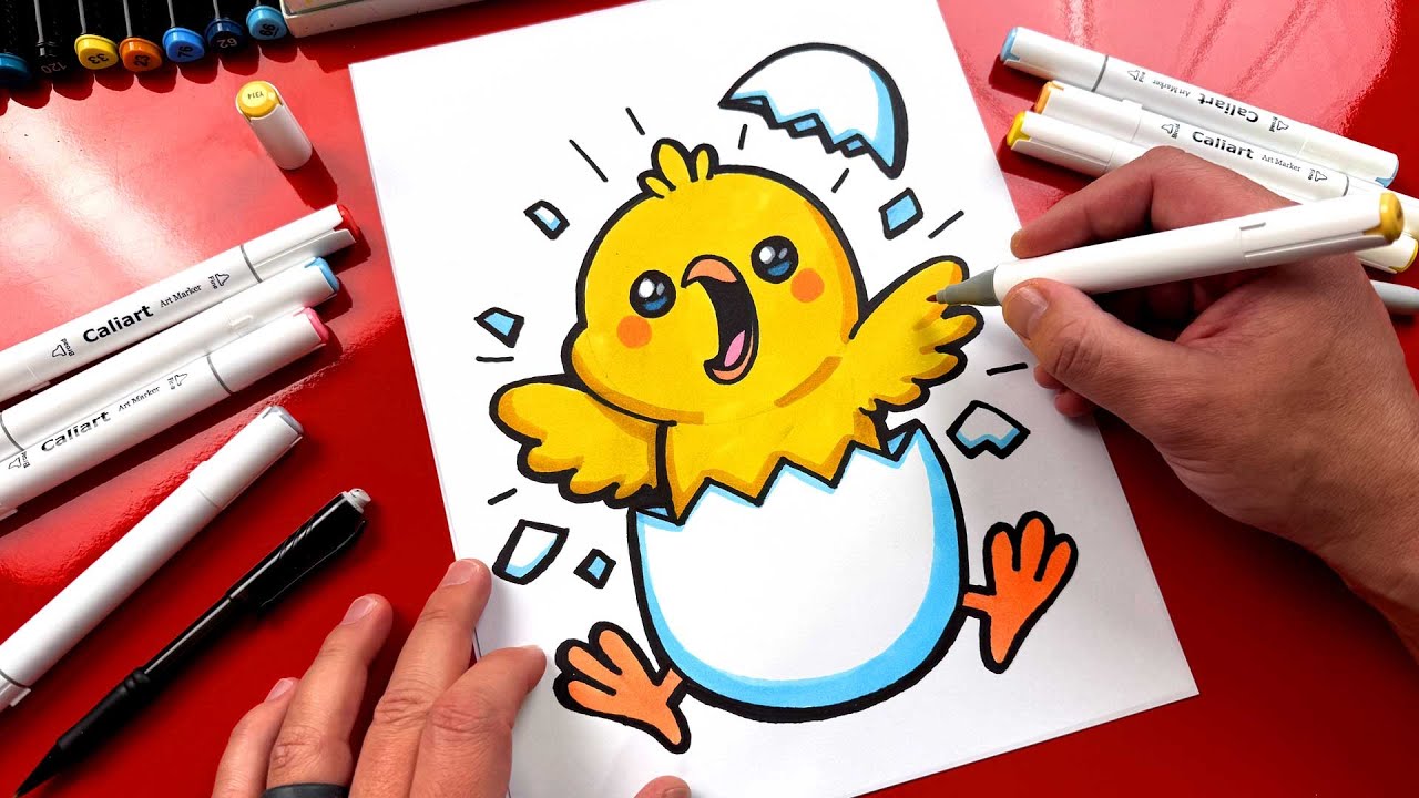 How To Draw A Baby Chicken Exploding Out Of An Egg - YouTube