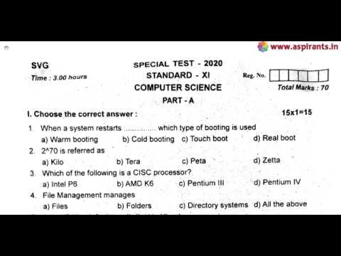 11th Computer Science First Revision Question Paper 2019-20 | Sivaganga ...