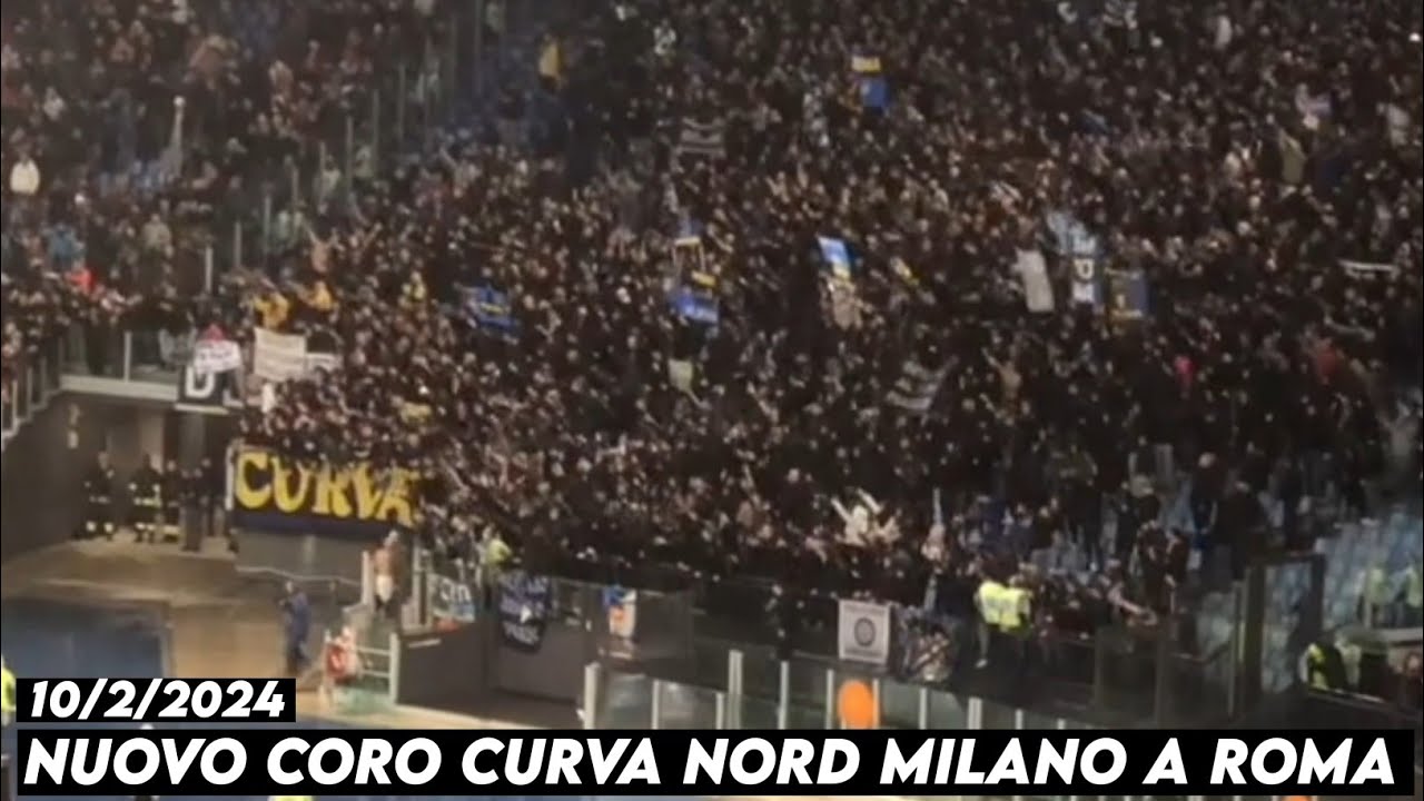 NUOVO CORO CURVA NORD MILANO A ROMA "GRANDE PARTITA" || AS Roma vs ...