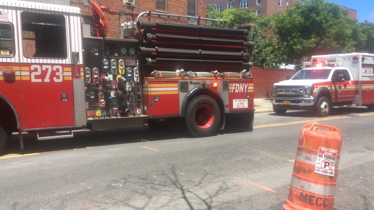 FDNY Engine 273 on scene of an ems call & taking up - YouTube