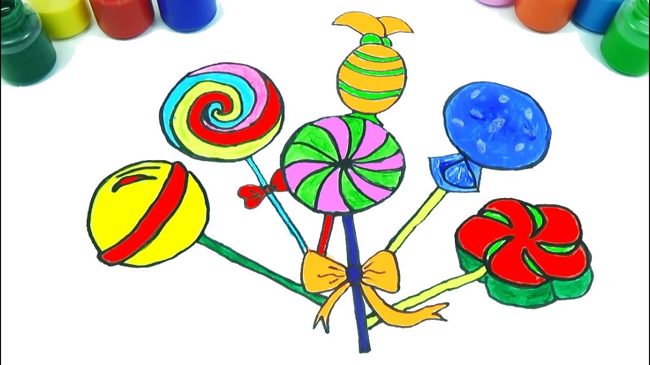 How to Draw Lollipop, Candies, Coloring Pages Sweets | Art Colors for ...
