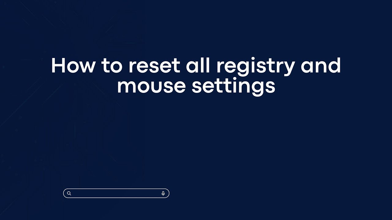 How to reset all registry and mouse settings - YouTube