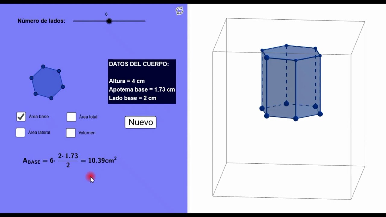 Área y volumen de un prisma hexagonal - YouTube