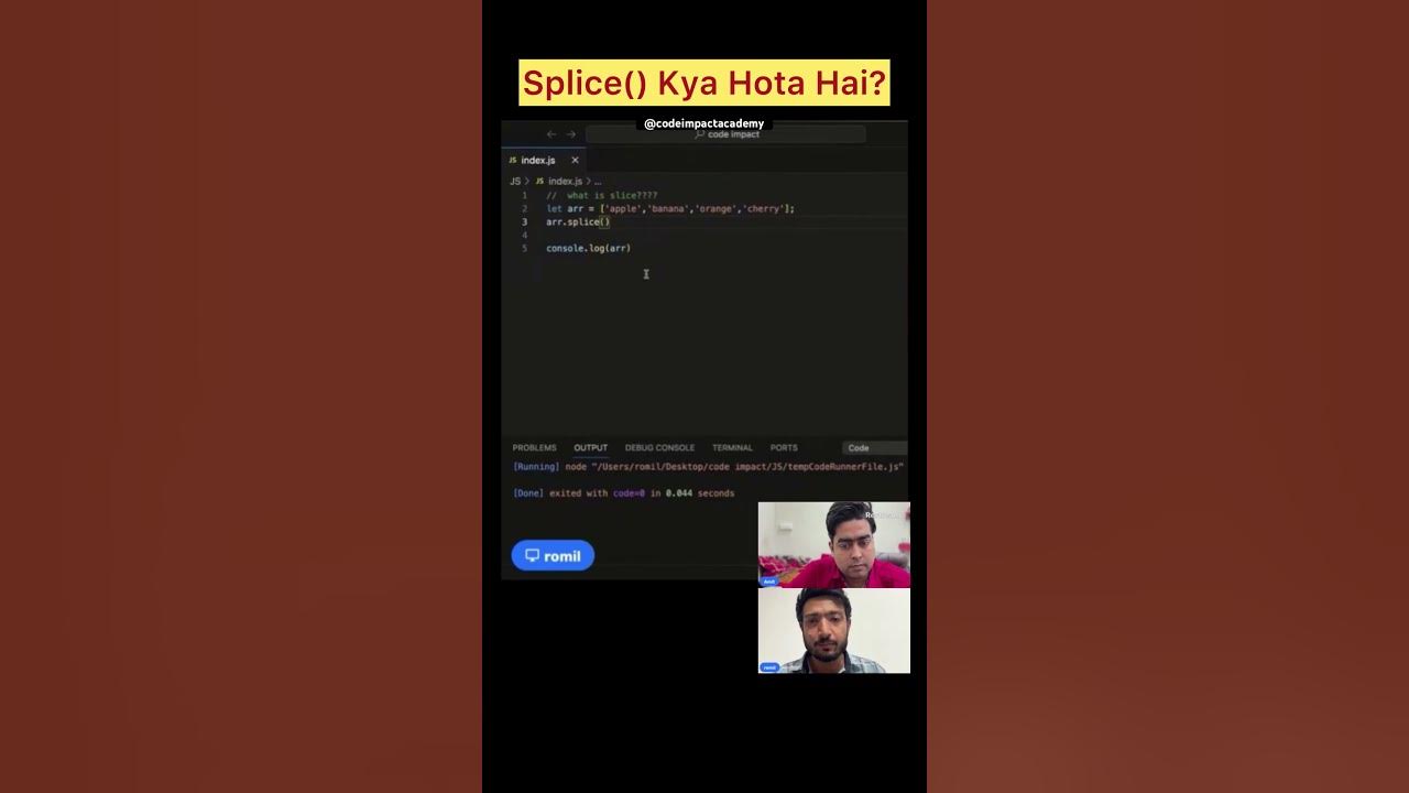 Splice() kya hota hai? JavaScript Tutorial. #codingtutorials #codetech #codingbasics # ...