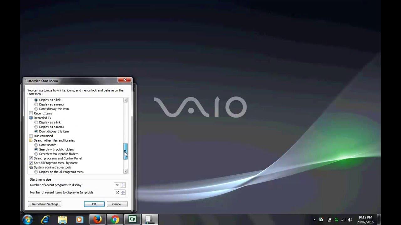how to enable run command windows 7 start menu - YouTube
