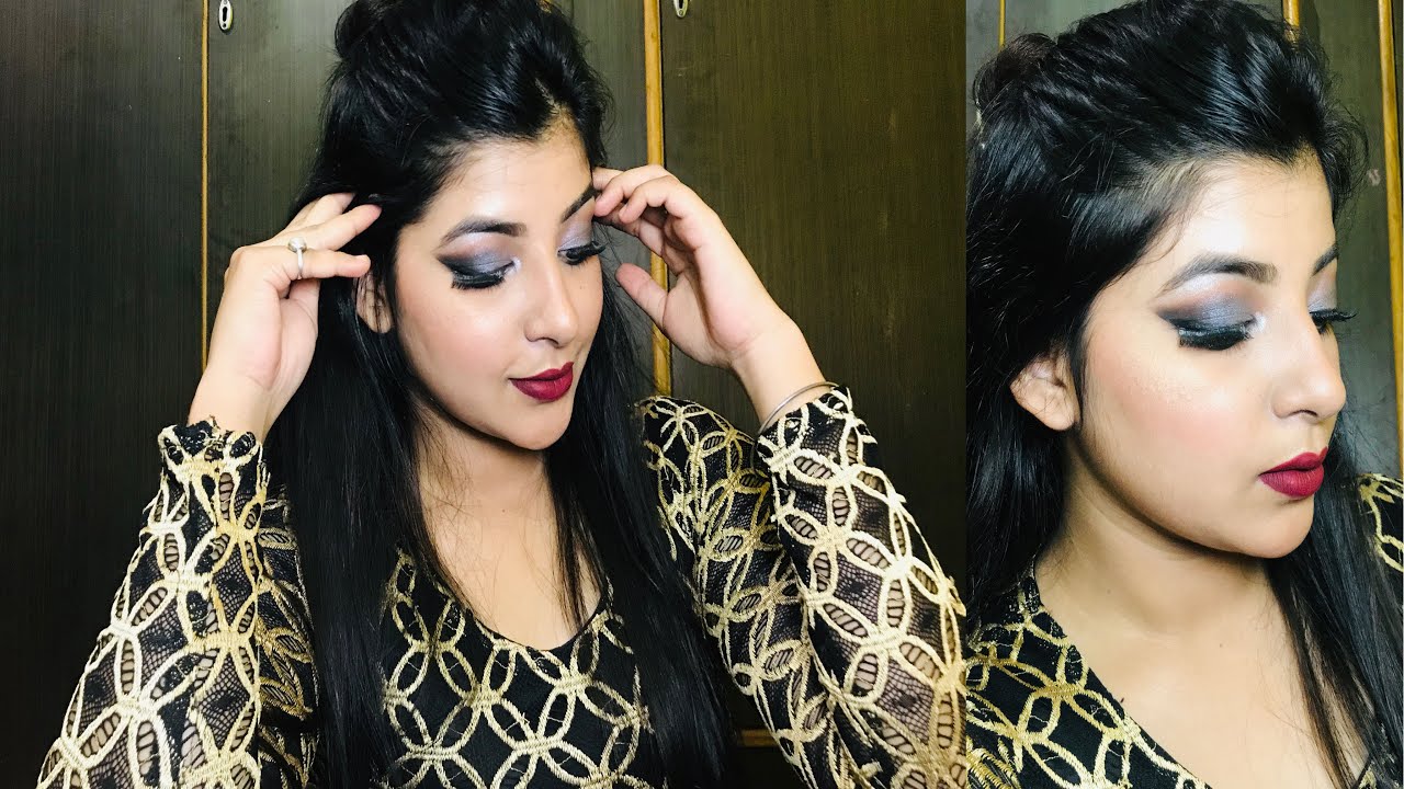 Night Black And Silver Smokey eye || make-up tutorial || Shivanshi ...