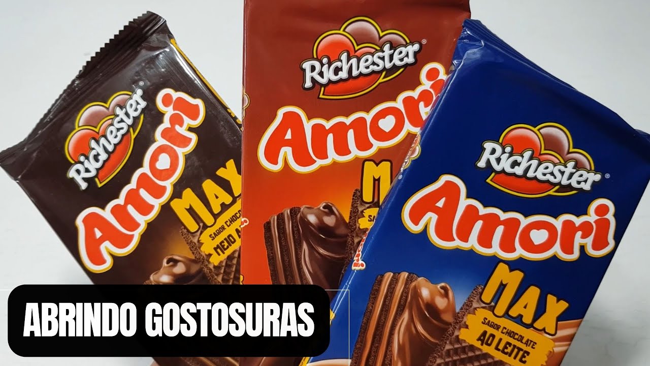 ABRINDO WAFERS AMORI DA RICHESTER MAX AO LEITE, MAX MEIO AMARGO E MAX ...
