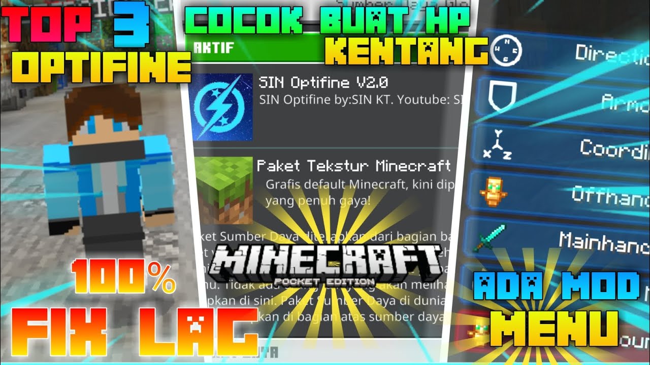 fix lag 🔥ada mod menu nya coy top 2 Optifine yang bisa ngurangin lagi ...