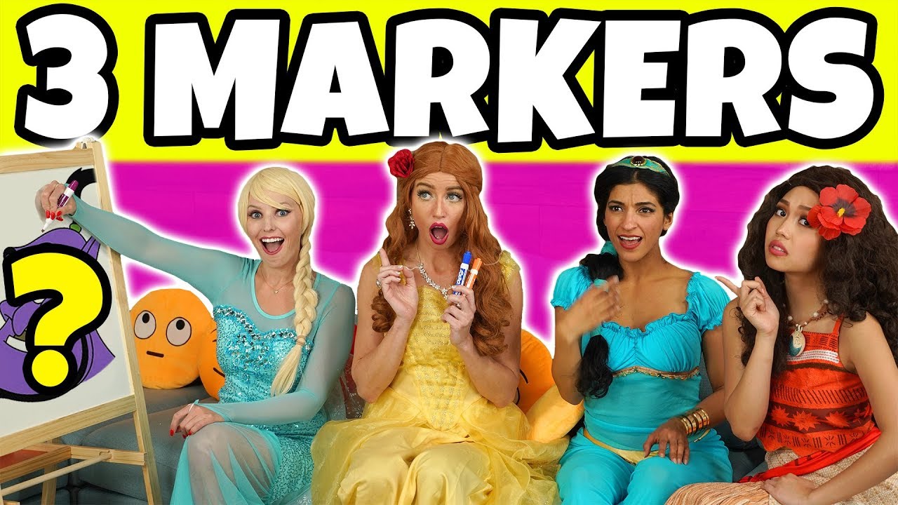3 MARKER CHALLENGE (With Disney Princesses) Totally TV - YouTube