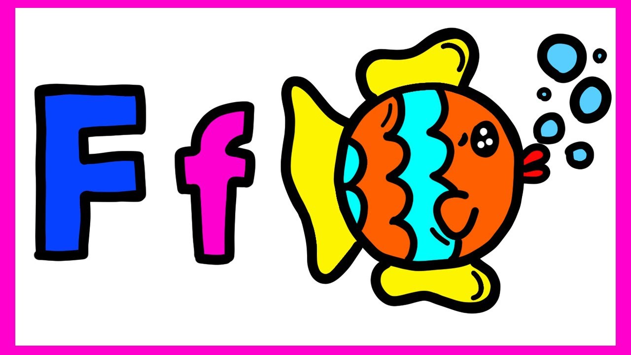 F for Fish drawing| alphabet drawing| How to Draw Fish Step By Step ...
