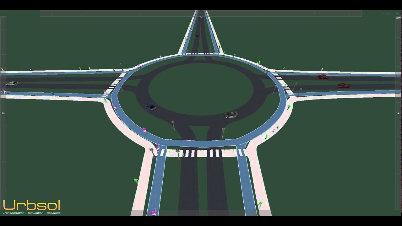"Dutch-style" cycle roundabout modelled in Commuter - YouTube