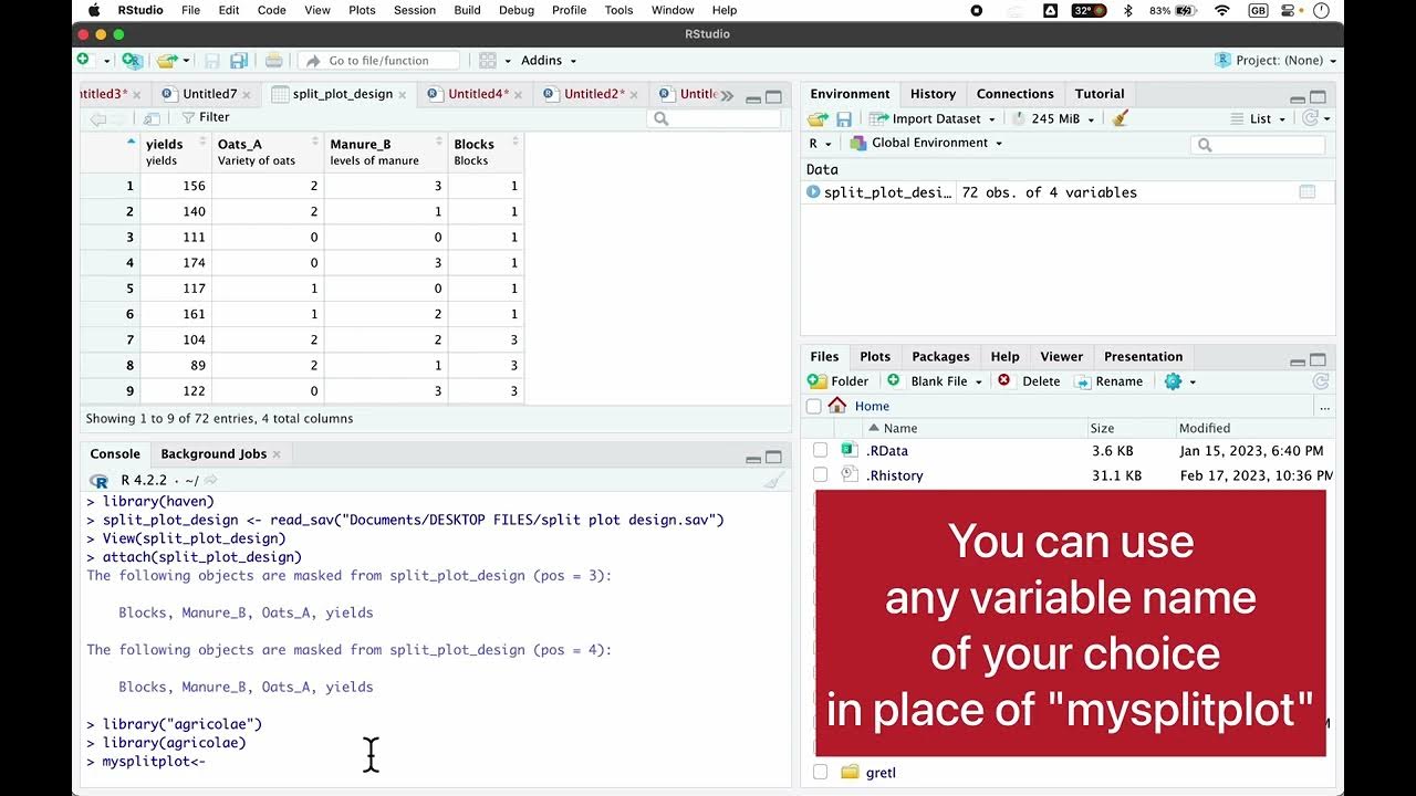 HOW TO PERFORM SPLIT PLOT DESIGN ANALYSIS IN R AND R STUDIO - YouTube