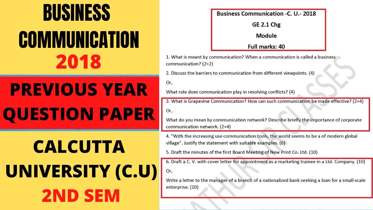 Business Communication 2018 Question Paper | 2nd Semester | CALCUTTA ...