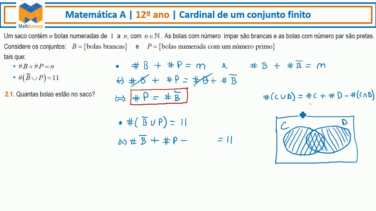 Cardinal de Conjunto Finito - Matemática 12.º ano - YouTube
