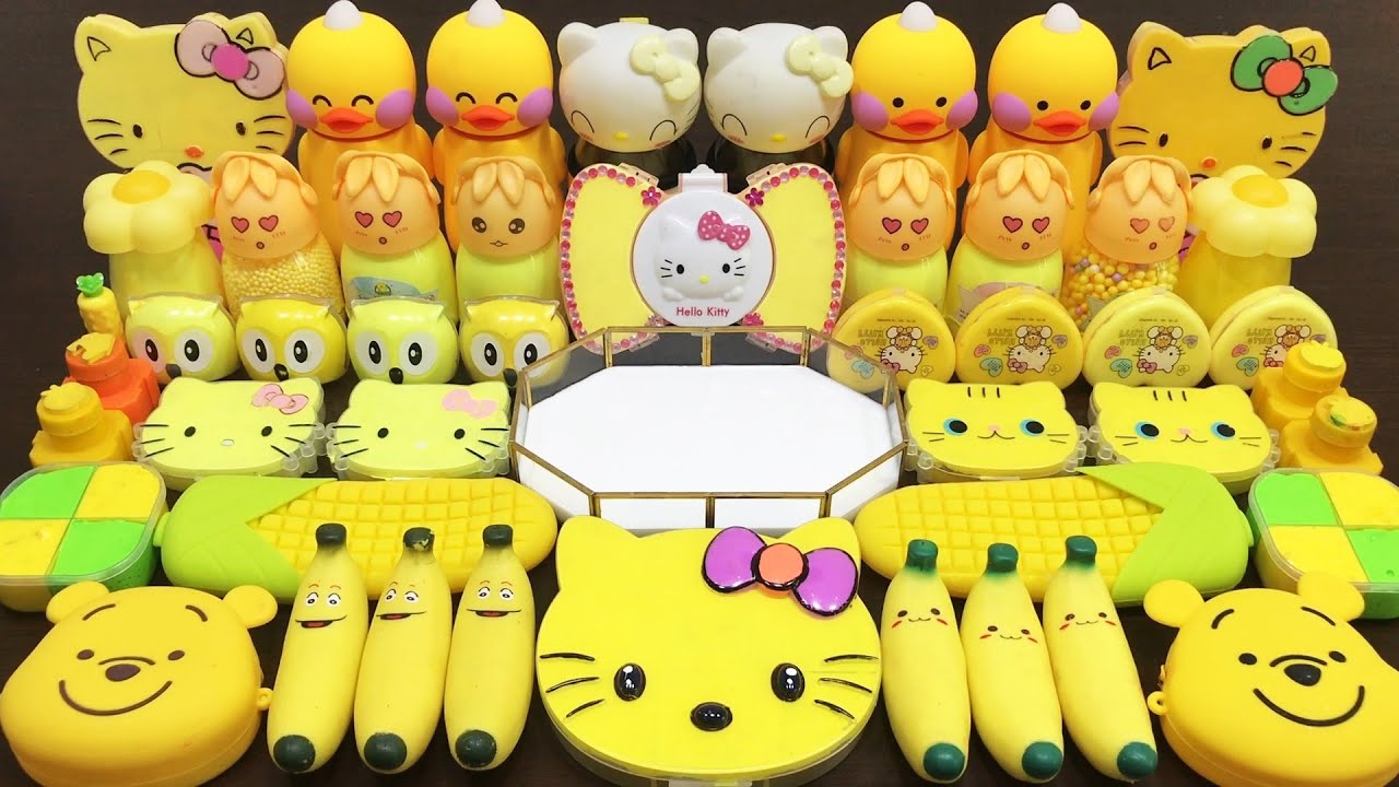 Yellow Slime | Mixing Beads and Floam into Slime ASMR! Satisfying ...