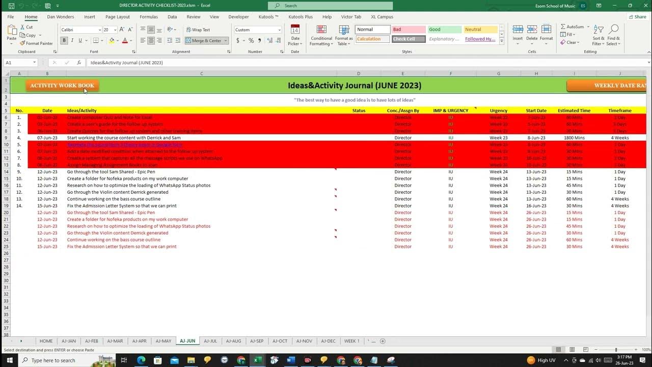 Streamlining Your Workflow: Excel VBA Macro for Task Management System & Automated Daily Tasks ...