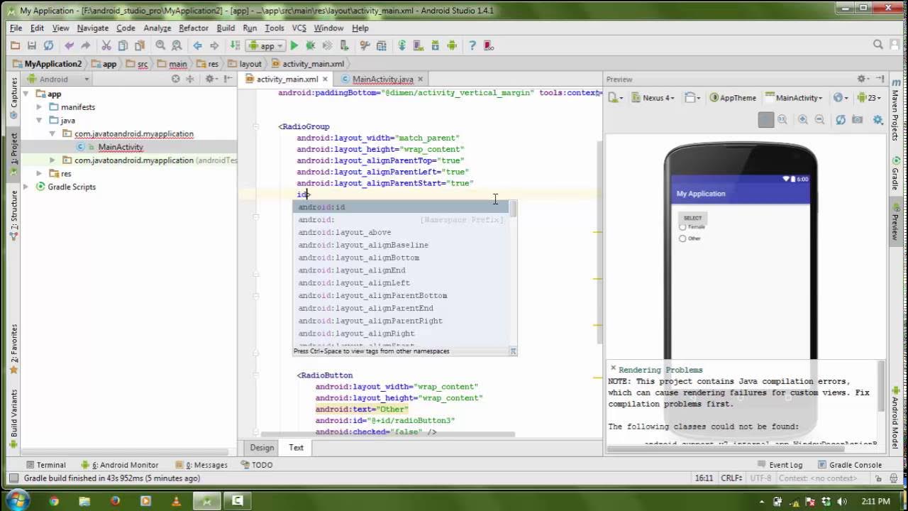 Android application development Radio button, Check Box, RadioGroup - YouTube
