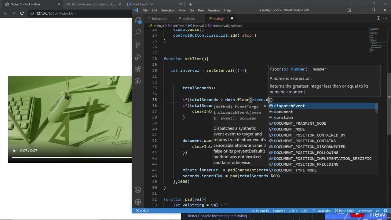 Create Video Control Button Using HTML, CSS And JS | Video Play Pause ...