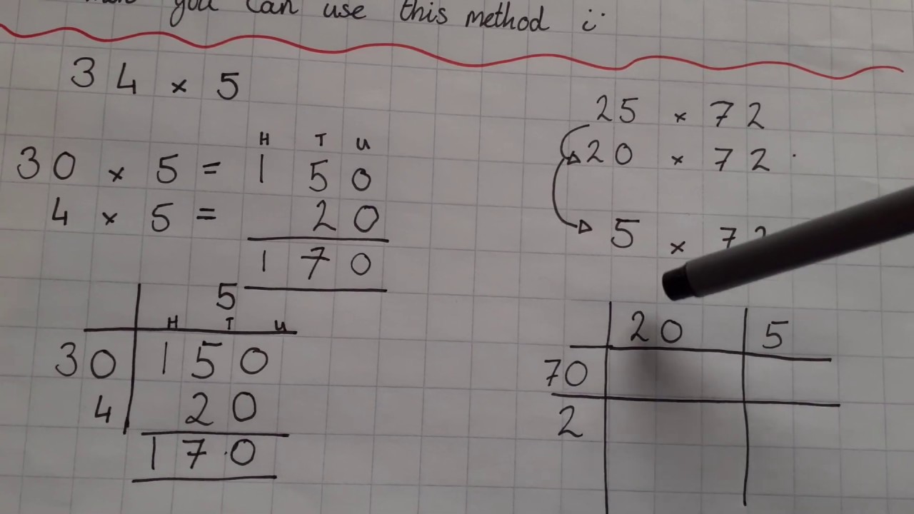 Multiplying with grid and partition methods - YouTube