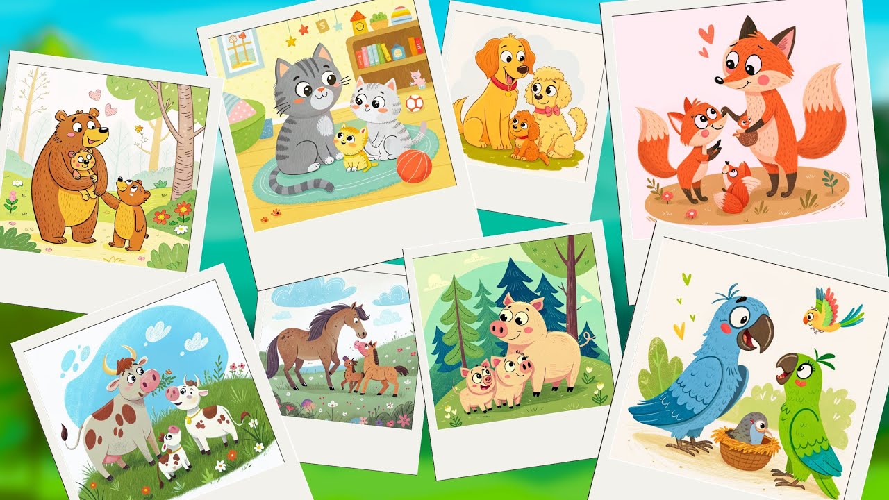 Las Familias de los Animales 🦁🐣 | Aprende cómo se llaman sus papás ...