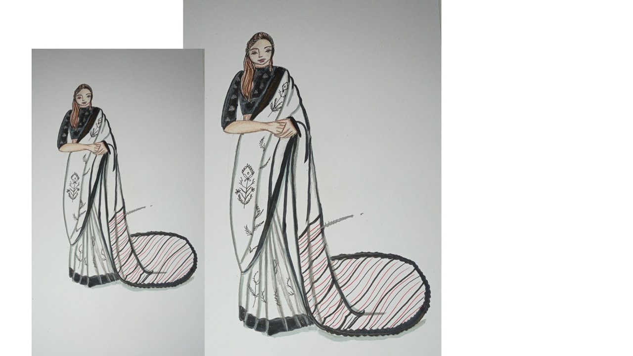 Designing a simple 21st February special Sharee design||fashion ...