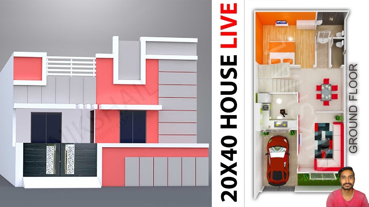 20X40 House plan 3d elevation LIVE by nikshail - YouTube
