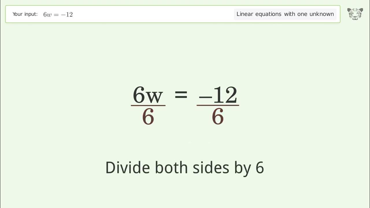 Linear Equation With One Unknown Solve 6w 12 Step by step Solution linear-equation-with-one-unknown-solve-6w-12-step-by-step-solution