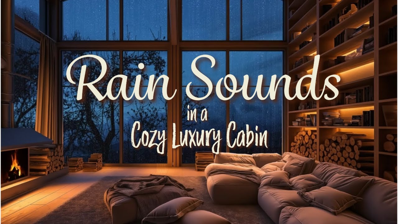 3 Hours of Rain Sounds in a Cozy Luxury Cabin 🌧️ Fireplace, Comfy Couch ...