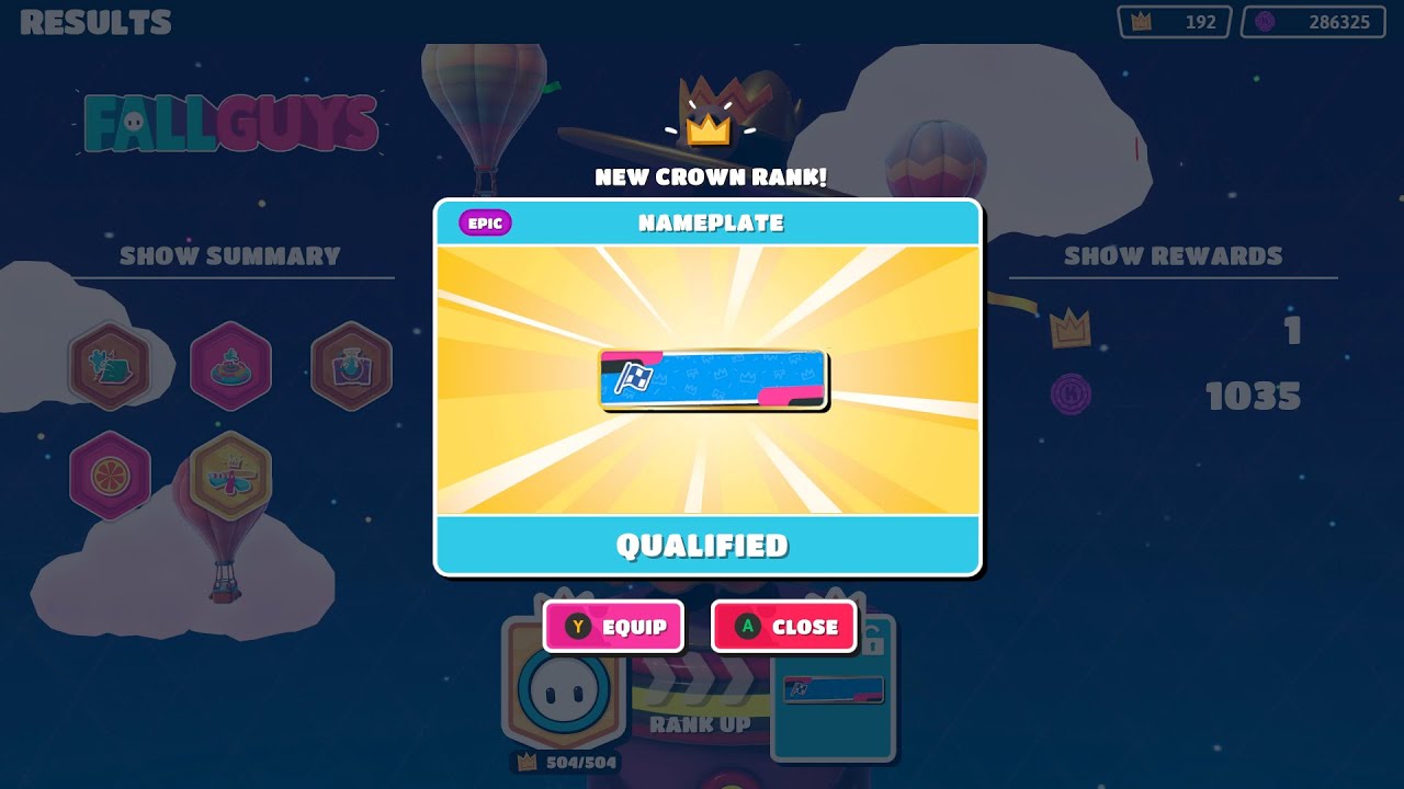 Fall Guys: Unlocking Qualified Nameplate! (Crown Rank 28) - YouTube