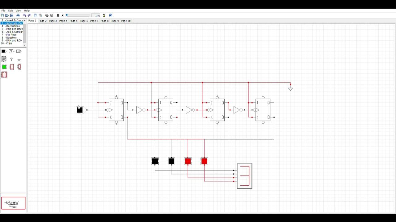 CEDAR Logic Simulator JK 正反器計數器 - YouTube