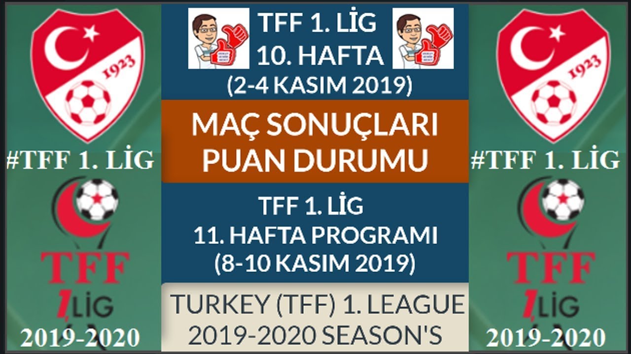 TFF 1. LİG 10. HAFTA MAÇ SONUÇLARI - PUAN DURUMU - 11. HAFTA PROGRAMI ...