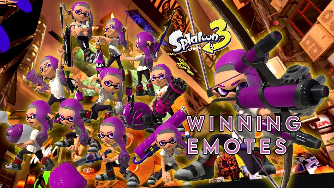 [Splatoon 3] World Premiere all type of weapon winning emotes poses ...