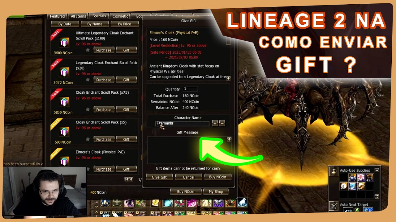 LINEAGE 2 NA - COMO ENVIAR GIFT PELA L2 STORE | TUTORIAL EM PORTUGUÊS ...