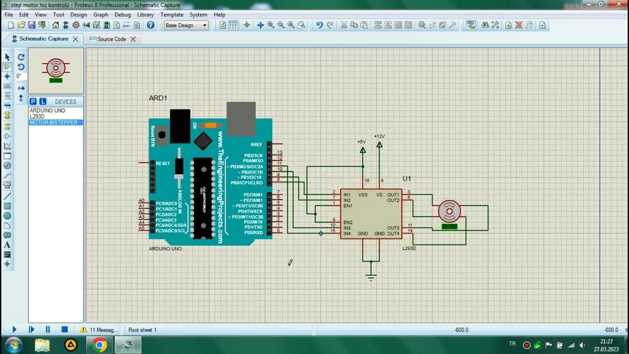 Proteus Arduino Step Motor Kontrolü Uygulaması - YouTube