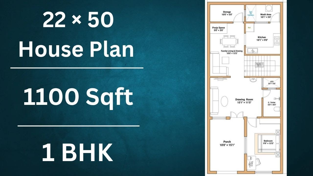 22*50 House Design | 22×50 Home Design || 1100 Sqft House Plan - YouTube