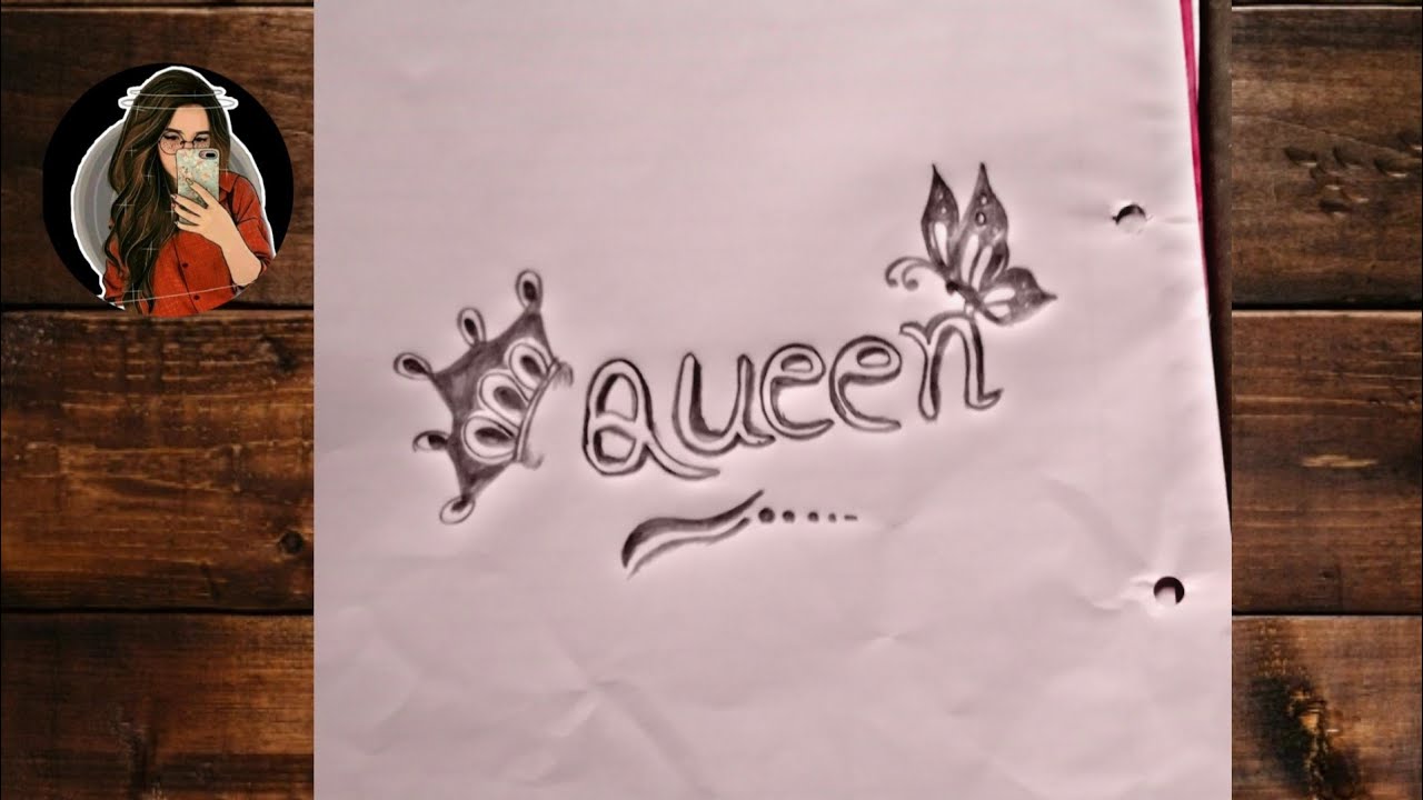 How to make a beautiful Queen👑 drawing | simple drawing of Queen name ...