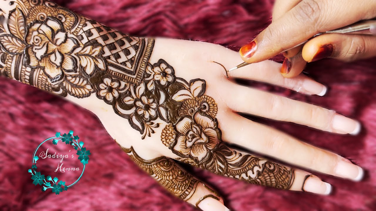 Stylish back hand Rose mehndi design | Full back hand mehndi | Rose ...