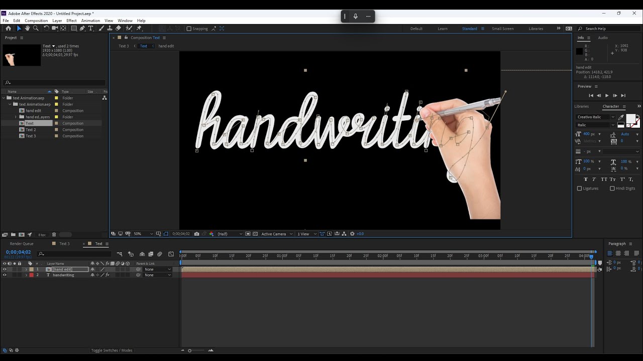 How to create & animate the hand writing animation using Adope After ...
