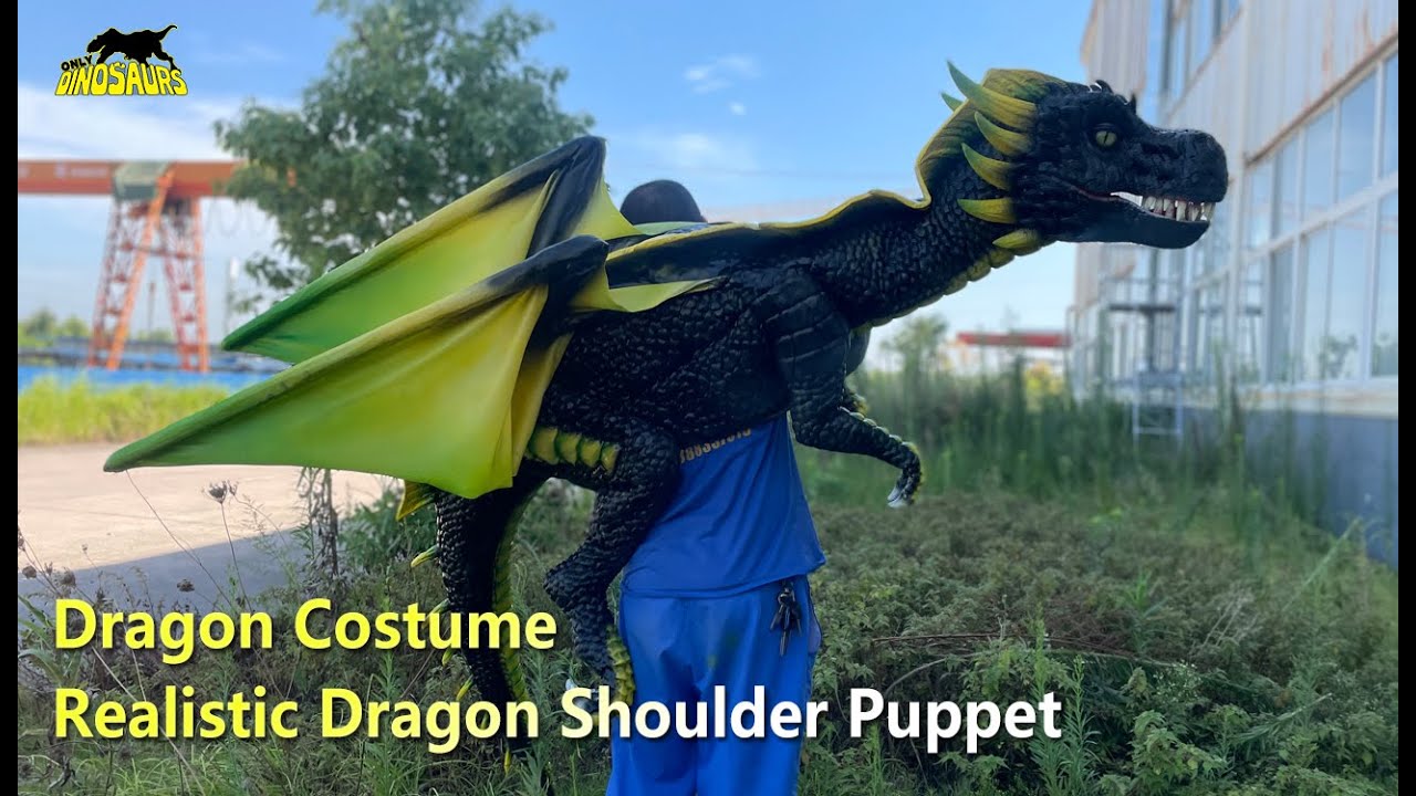 Realistic Dragon Shoulder Puppet for Event Black & Green | Dragon ...