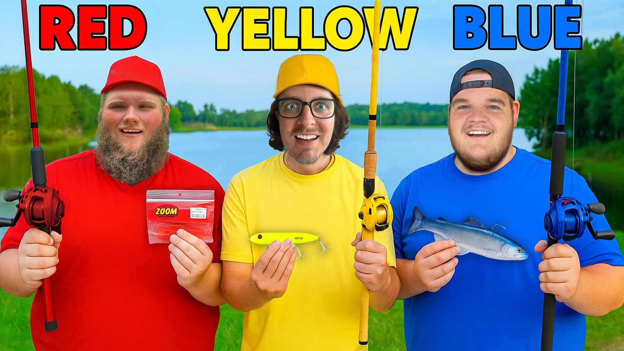RED vs BLUE vs YELLOW - One Color Fishing Challenge! - YouTube