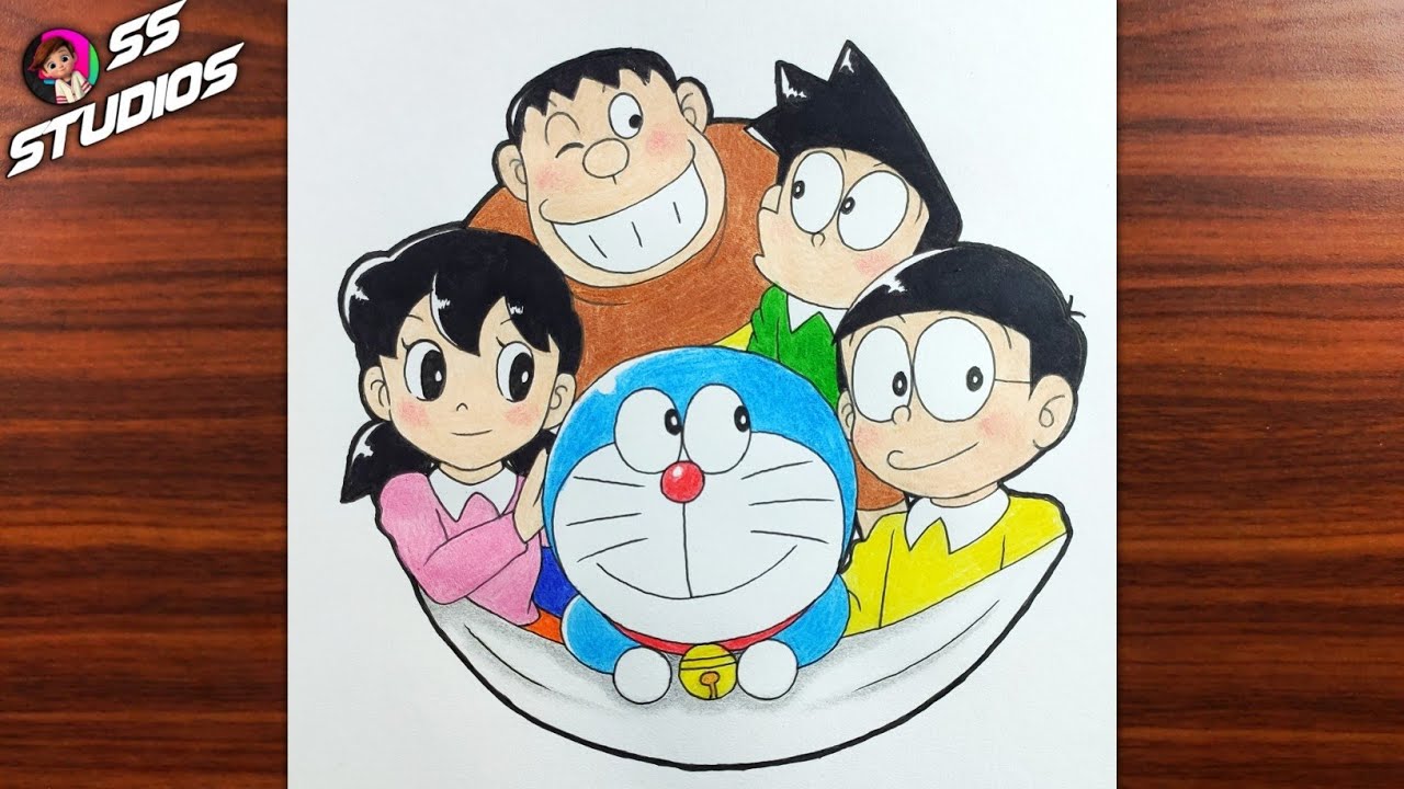 How to draw Doraemon and his friends | Doraemon and his friends drawing ...