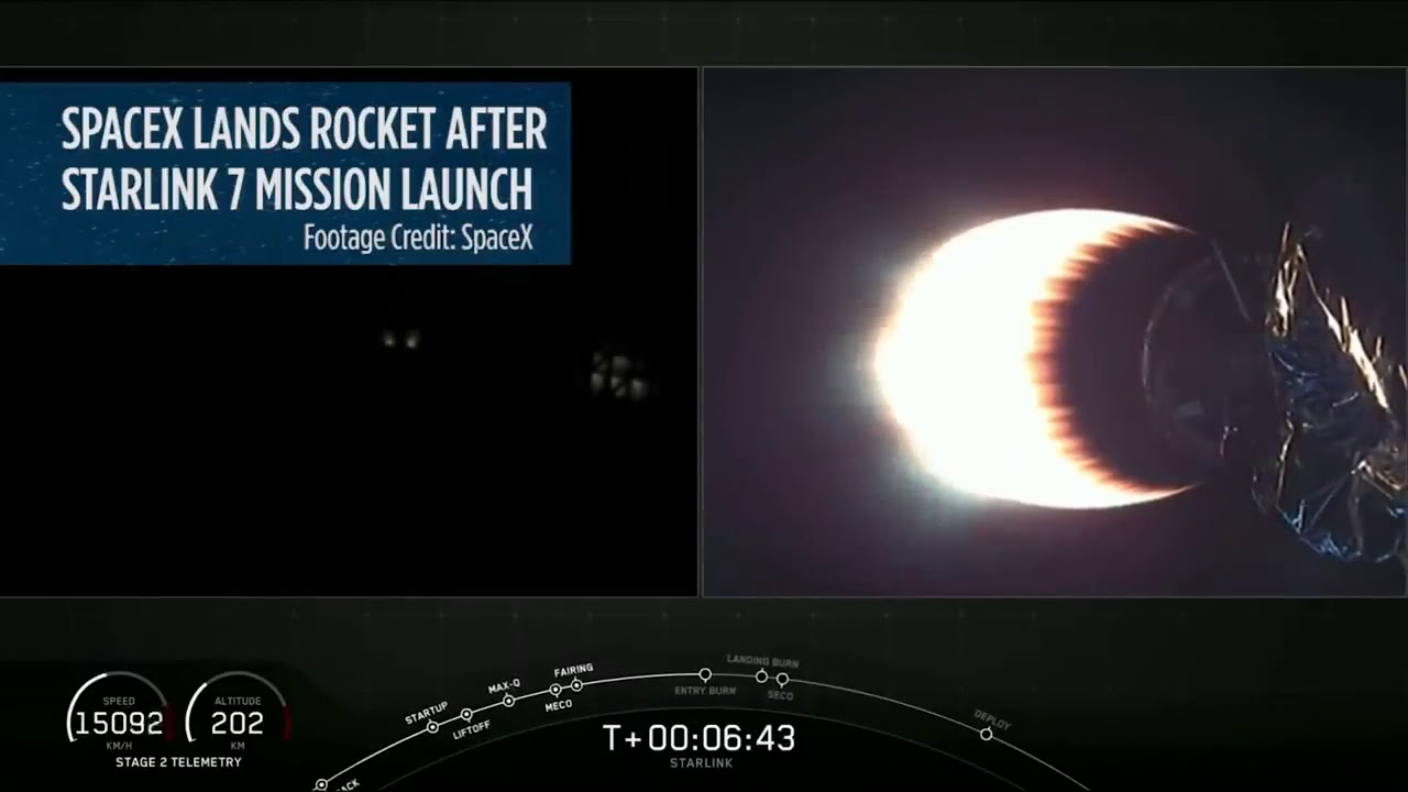 Touchdown! SpaceX lands rocket after launching Starlink 7 mission - YouTube
