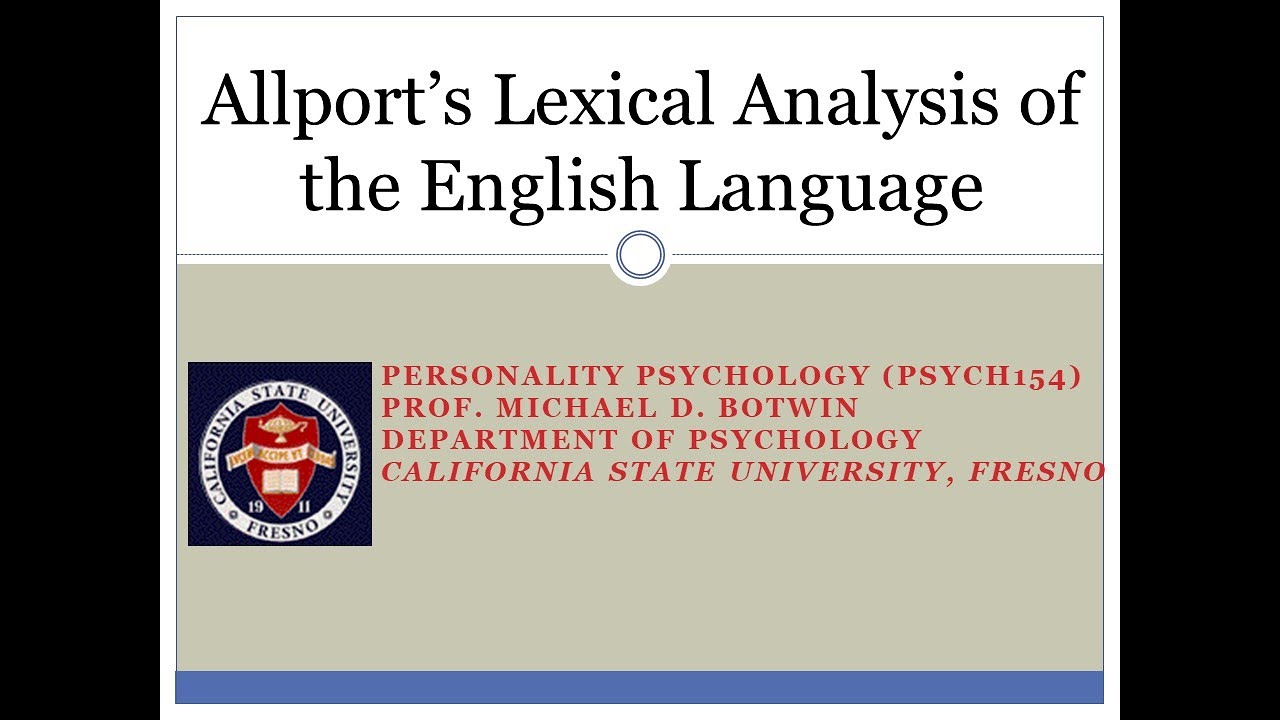 P154 Personality Traits (Part 06) -- Allport's Lexical Analysis - YouTube