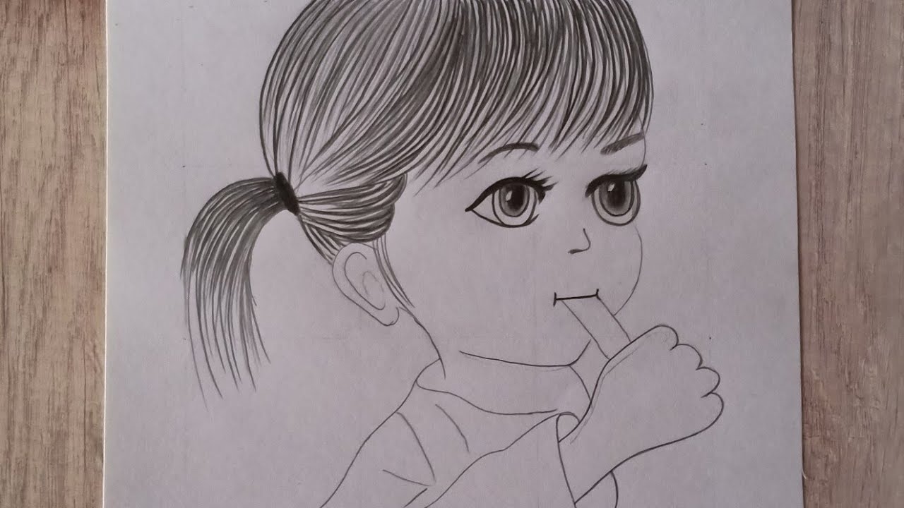 Cute little doll drawing easy with lollipop 🍭 || Doll drawing with ...