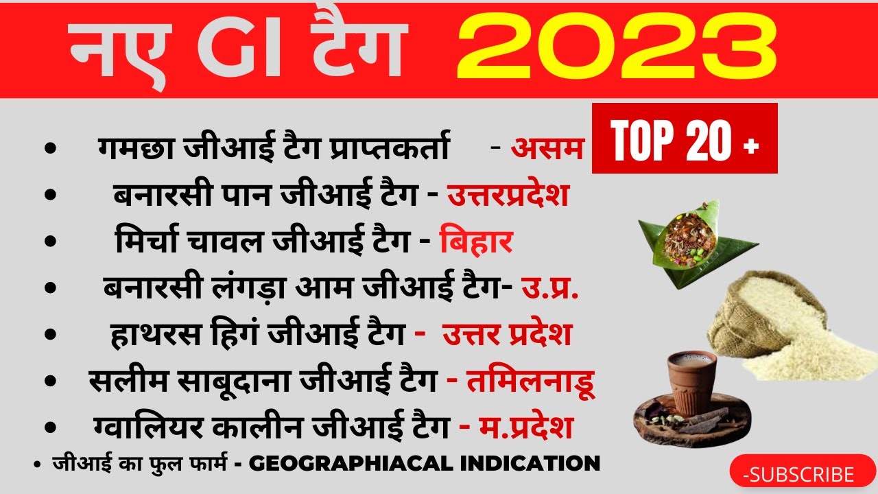 GI TAGS 2023 | NEW GI TAG | CURRENT AFFAIRS 2023 GI TAGS | जी आई टैग ...