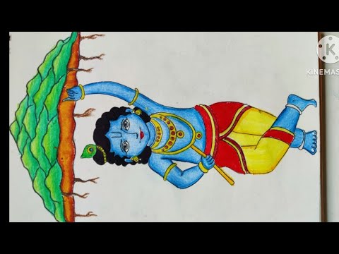 Govardhan Puja special drawing /Little Krishna holding Govardhan parvat ...